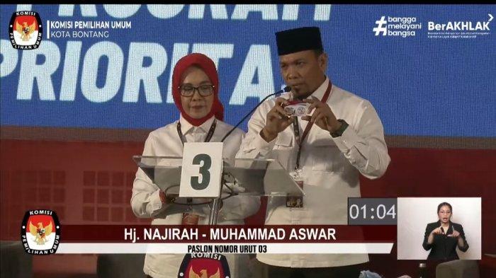 Debat Pilkada Bontang 2024, Najirah-Aswar Andalkan Kartu Juara dan Program RT - Tribunkaltim.co