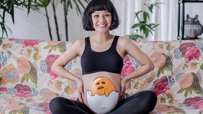 Lucu, Ada Gambar Karakter Kartun di Perut Buncit Andien - Tribunkaltim.co