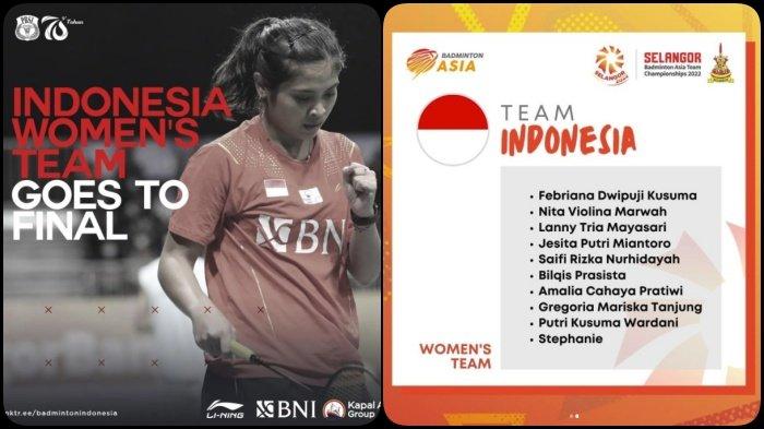 Breaking News Tim Putri Indonesia ke Final Badminton Asia Team Championships 2022, Jepang Mundur ...