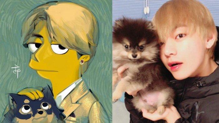 Gembiranya V BTS Dapat Foto Dirinya Menjadi Karakter Simpsons, Minta ...