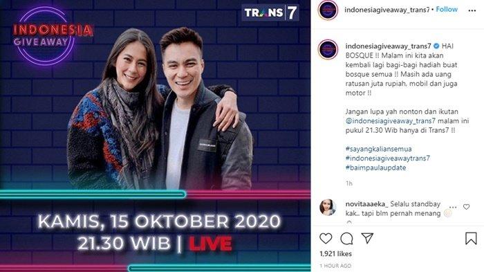 Ikut dan Menangkan Indonesia Giveaway Baim Wong di Trans7, Tayang Kamis ...