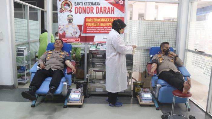 Sambut HUT ke-76 Bhayangkara, Polresta Balikpapan Gelar Donor Darah, Terkumpul 100 Kantong ...