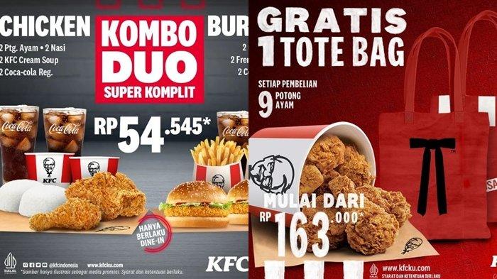 2 Potong Ayam, 2 Nasi 2 Minum dan 2 Cream Soup Rp 54.545, Promo KFC Hari ini Rabu 15 Februari ...