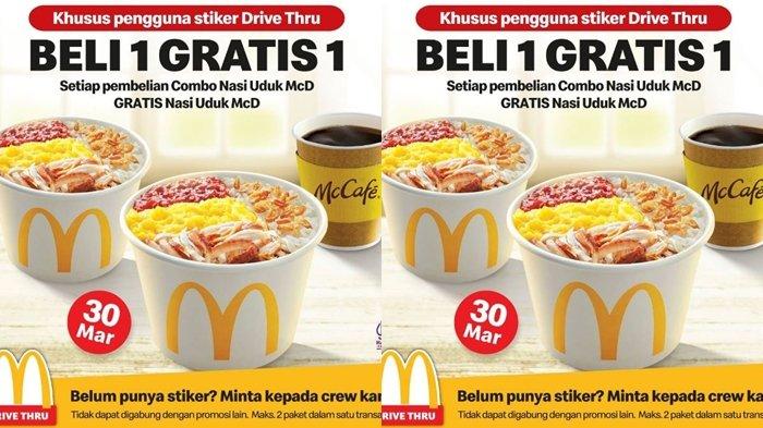 Promo McD Hari ini 30 Maret 2023, Khusus Pengguna Stiker Drive Thru Combo Nasi Uduk Beli 1 ...