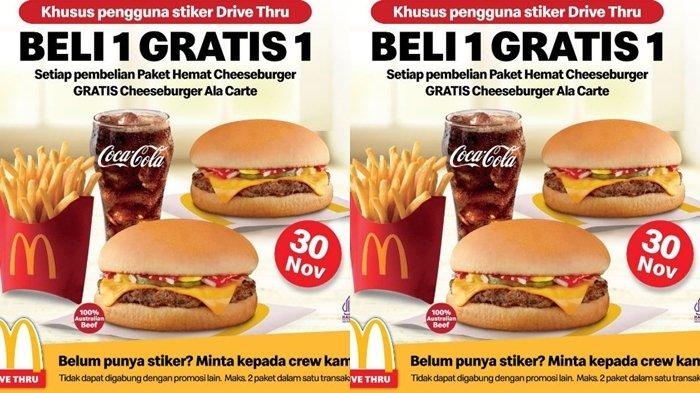 Beli 1 Gratis 1 Khusus Pengguna Stiker Drive Thru, Promo McD Hari ini Rabu 30 November 2022 ...