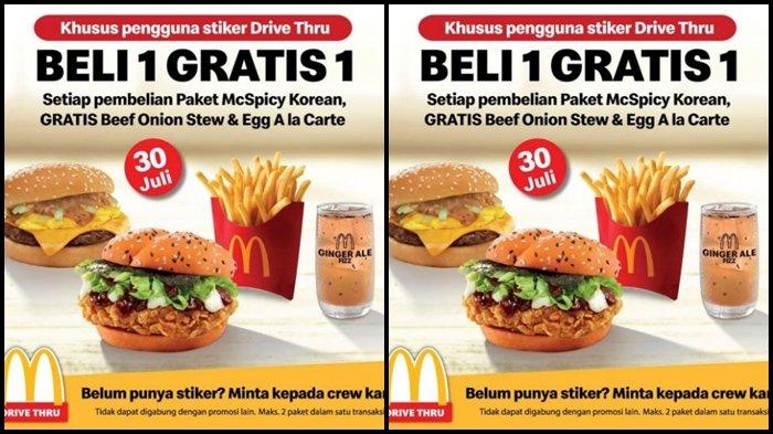 Promo McD Hari ini Sabtu 30 Juli 2022, Khusus Pengguna Stiker Drive Thru Beli 1 Gratis 1 ...