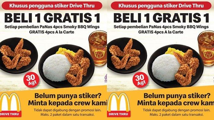 Promo McD Hanya Hari ini 30 Agustus 2022, Beli 1 Gratis 1 Khusus Pengguna Stiker Drive Thru ...