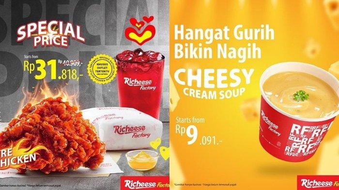 1 Potong Ayam, 1 Nasi dan Minum hanya Rp 31.000, Promo Richeese Factory ...