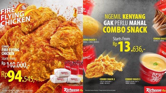 1 Ekor Ayam, 3 Nasi dan 4 Minum hanya Rp 94.545, Promo Richeese Factory ...