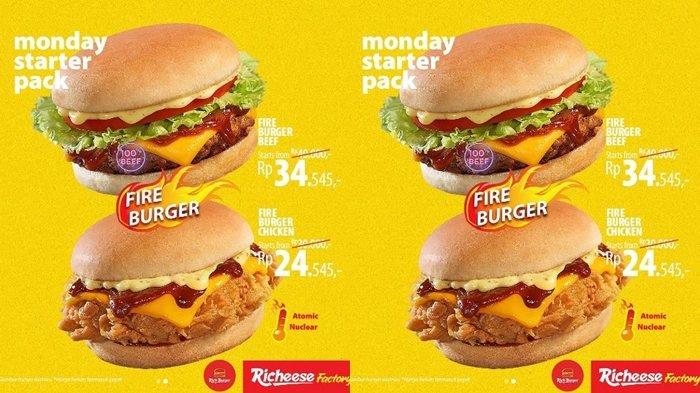 Promo Richeese Factory Hari ini Selasa 9 Mei 2023, Fire Burger Chicken ...