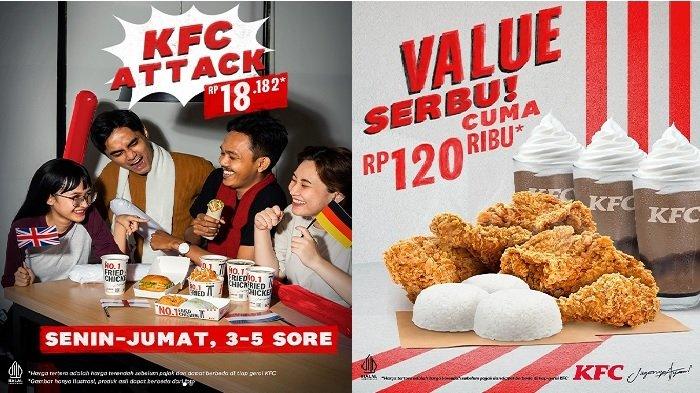Promo KFC Minggu Ini, KFC Attack : Half Winger, Twisty, Burger Rp 18.182, Value Serbu KFC Rp 120 ...