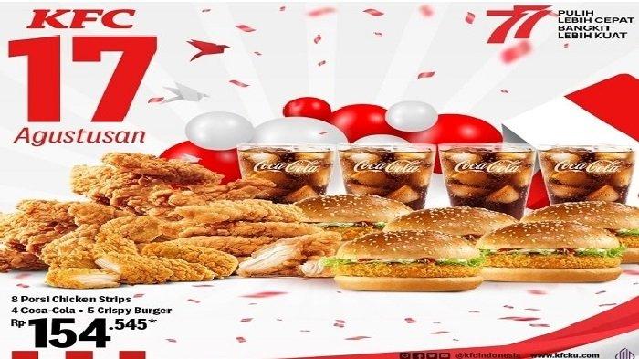Promo KFC Agustus 2022, Makan Super Kenyang 8 Chicken Strip,4 Coca Cola & 5 Crispy Burger Rp 154 ...