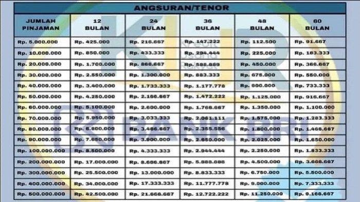 TABEL Dana KUR 2024, Pinjam Rp 50 Juta Cicilan Hanya Rp 966 Ribu Per Bulan - Pos-kupang.com