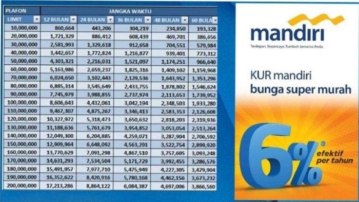 Tabel Angsuran KUR Mandiri 2024 Rp 25 Juta-Rp 100 Juta, Pinjam Sesuai Kemampuan Cicilanmu - Pos ...