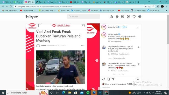 Video Viral Instagram, Emak-emak Bubarkan Tawuran Pelajar Pakai Sapu di Menteng Jakarta Pusat ...