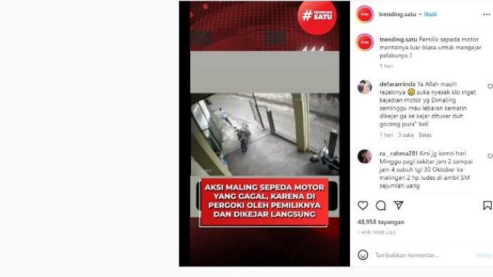 Video Viral Instagram, Aksi Maling Gagal Mencuri Motor di Garasi ...