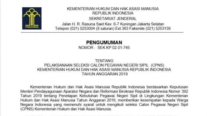 CPNS 2019, 3.532 Formasi untuk Lulusan SMA/SMK di Kemenkumham ...