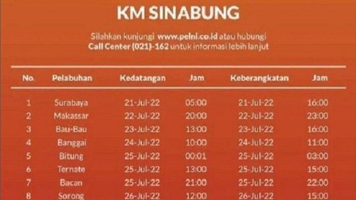 Jadwal Kapal Pelni KM Sinabung Semua Rute Hingga 4 Agustus 2022, Harga Tiket Tiap Rute - Pos ...