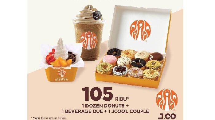 Promo JCO Besok Kamis 8 April 2021, 1 Dozen Donat + 1 Beverage Due + 1 JCOOL Couple Cuma Rp 105 ...