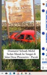 Berita Viral Sedan Merah Terperosok Masuk Irigasi Desa Plososetro Arah ...