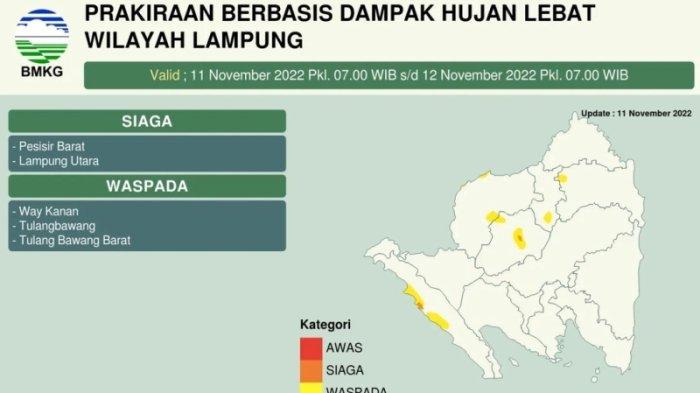 BMKG Lampung Imbau Waspada Dampak Hujan Lebat 4 Hari ke Depan - Tribunlampung.co.id