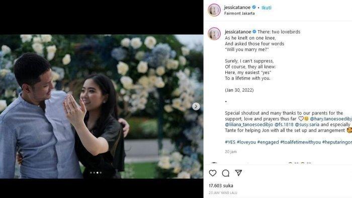 Jessica Tanoesoedibjo Resmi Dilamar Jonathan Natakusuma - Tribunlampung ...