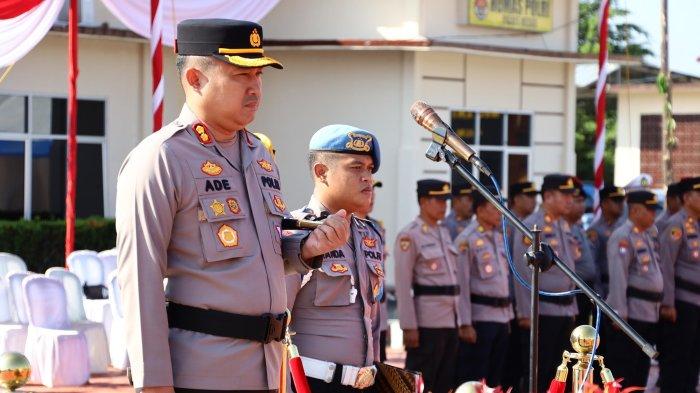 Kapolres Mesuji Polda Lampung Pimpin Upacara Laporan Kenaikan Pangkat Personel - Tribunlampung.co.id