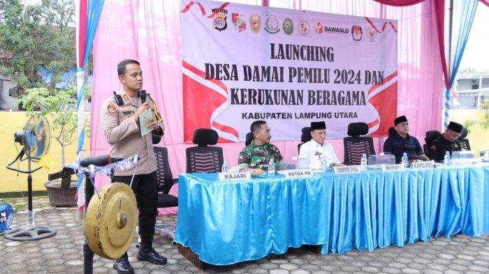 Polres Lampung Utara Polda Lampung Launching Desa Damai Pemilu 2024 di Kecamatan Abung Selatan ...