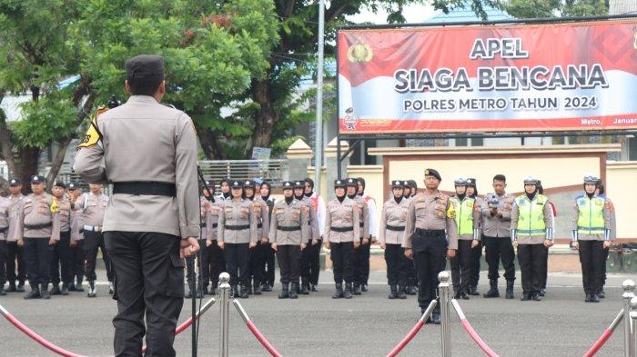 Polres Metro Polda Lampung Turut Imbau Warga agar Siaga Bencana Alam - Tribunlampung.co.id