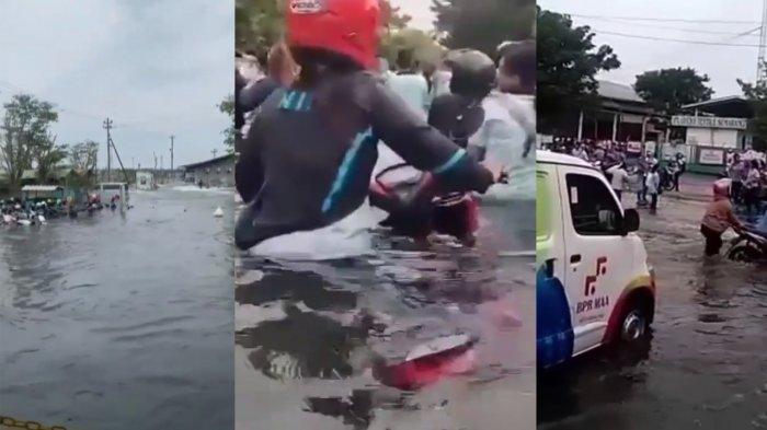 Video Viral Detik-detik Tanggul Laut Kawasan Tanjung Emas Semarang Jebol - Tribunlampung.co.id