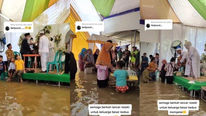Viral Pesta Pernikahan Digelar di Tengah Banjir - Tribunlampung.co.id
