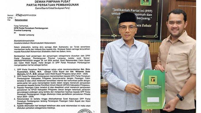 PPP Beri Rekomendasi Ririn Kuswantari dan Wiriawan Pilkada Pringsewu - Tribunlampung.co.id