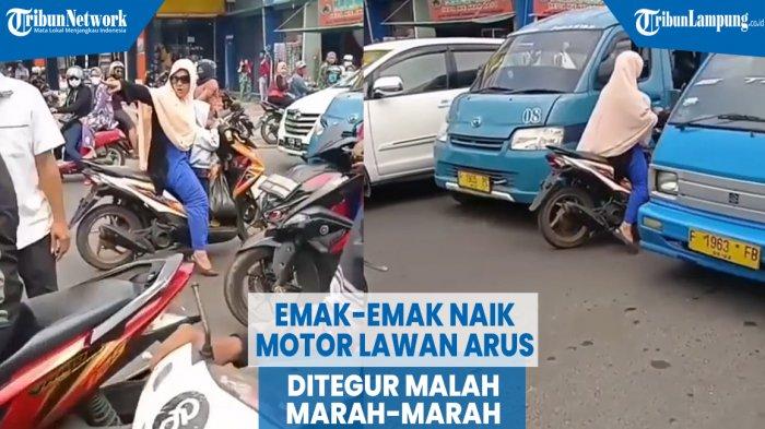 VIDEO Viral Emak-emak Naik Motor Lawan Arus, Pas Ditegur Malah Marah ...