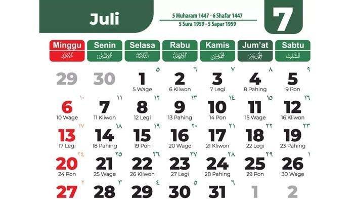 Kalender Hijriah 1447 H Juli 2025: Jadwal Muharram, Awal Safar, Link Download Hingga Hari Besar ...