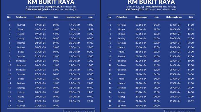 Jadwal Kapal Pelni KM Bukit Raya Terbaru Hari Ini 18 - 31 Oktober 2024, Tiket di Link Pelni.co ...