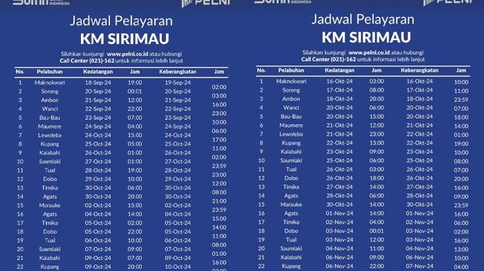 Jadwal Kapal Pelni KM Sirimau Terbaru Bulan Oktober 2024 November 2024, Rute Tiket Link Pelni.co ...