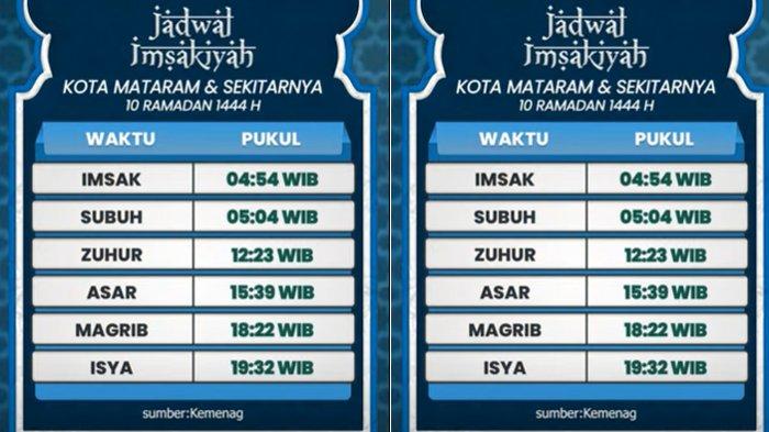 Jadwal Imsakiyah Puasa Ramadhan 2023 NTB, Sabtu 1 April 2023: Kota Mataram Pukul 04.54 WITA ...