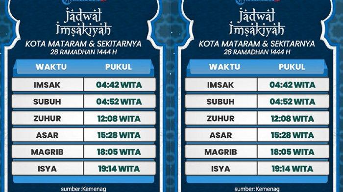 Jadwal Imsakiyah Puasa Ramadhan 2023 NTB, Rabu 19 April 2023: Kota Mataram Pukul 04.52 WITA ...