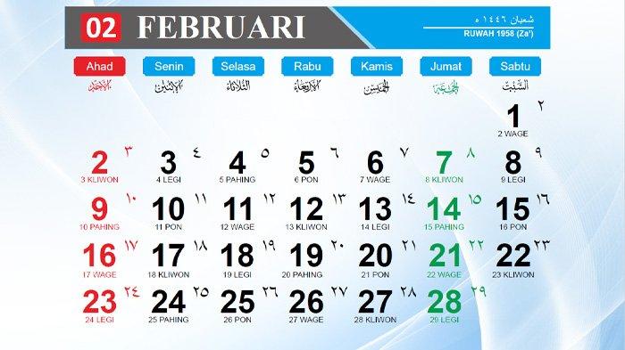 50 Link Download Kalender Februari 2025 Masehi dan Syaban 1446 Hijriah, Disertai Tanggal Merah ...
