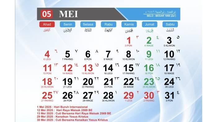 Apakah Senin 12 Mei dan Selasa 13 Mei 2025 Hari Libur Nasional? Cek Link Download PDF SKB 3 ...