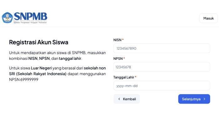 Link Registrasi Akun SNPMB Siswa Daftar SNBP 2025 di portal-snpmb.bppp ...