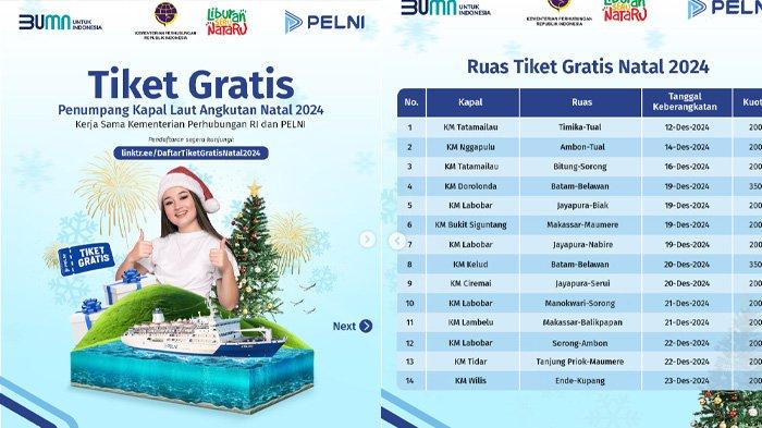Tiket Gratis Natal 2024 Kapal Pelni untuk 200 Orang di 14 Rute, Berikut ...