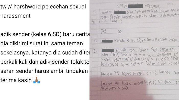 Viral Surat Cinta Diduga Milik Bocah Kelas 6 SD Bernada Pelecehan, Langsung Trending Twitter ...