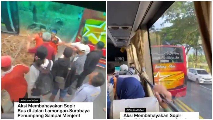 Viral, Aksi Sopir Ugal-ugalan di Lamongan, Nyaris Serempet Bus Lain, Polisi Bertindak: Kami ...