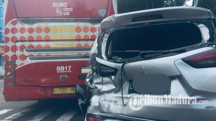 Kecelakaan Bus Suroboyo Tabrak Xpander, Bermula dari Pengendara Motor Tabrak Pembatas Jalan ...