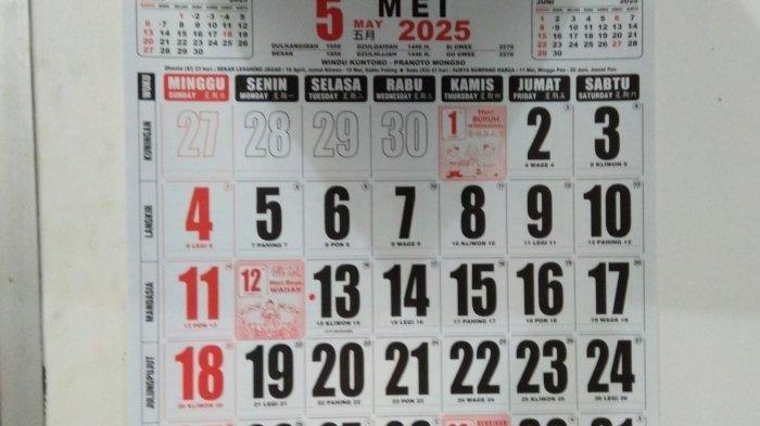 Kalender Jawa Mei 2025: Wuku, Weton, Neptu hingga Hari Pasaran, Lengkap Tanggal Merah Libur ...