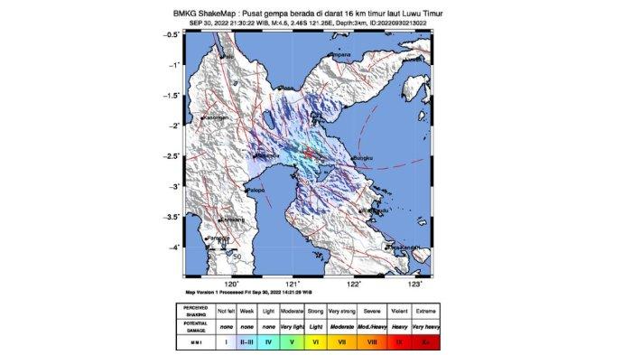Gempa Bumi Terkini di Malili Luwu Timur Sulsel Hari Ini, Info BMKG soal Pusat Gempa - Tribun ...