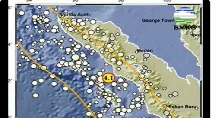 Gempa Bumi Terkini Magnitudo 4.1 Guncang Aceh Singkil, Info BMKG Jaraknya 48 Kilometer Barat ...