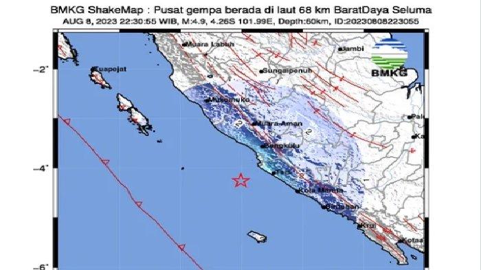 Gempa Terkini Bengkulu Magnitudo 4.9 Guncang Barat Daya Seluma, Dirasakan di 2 Wilayah - Tribun ...