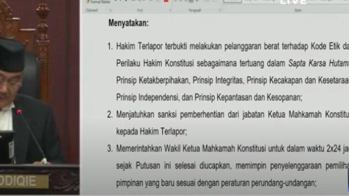 BREAKING NEWS: Hasil Sidang MKMK: Anwar Usman Diberhentikan dari Jabatan Ketua MK - Tribun-timur.com